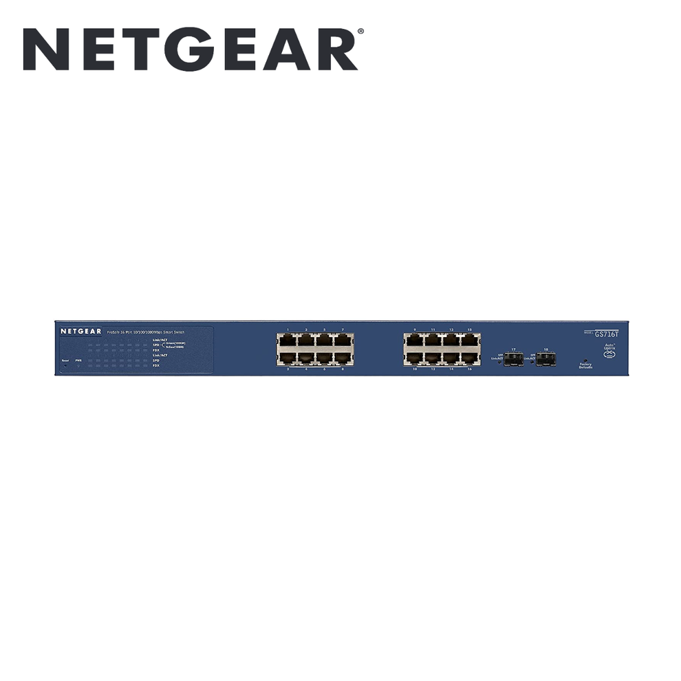 16-Port Gigabit Ethernet Smart Switch with 2 Dedicated SFP Ports(GS716 ...